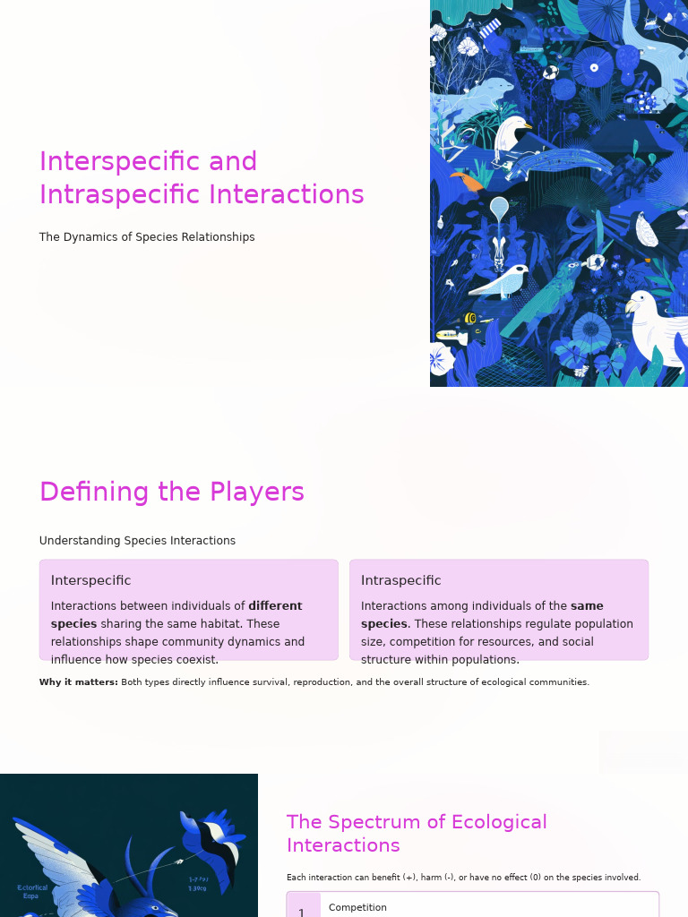 Species Interactions: Intraspecific & Interspecific Dynamics | PDF ...