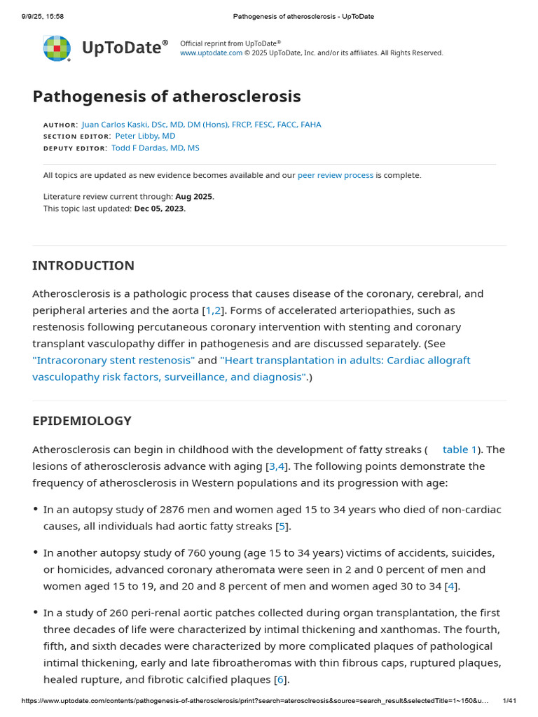 Understanding Atherosclerosis Pathogenesis | PDF | Atherosclerosis ...