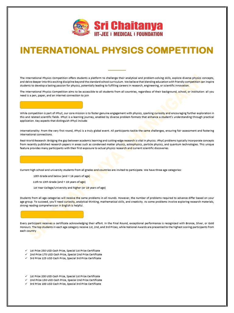 International Physics Competition Overview | PDF | Physics | Learning