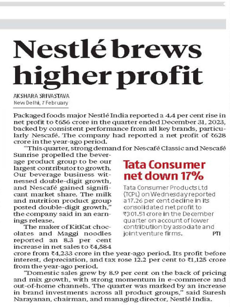 Nestle Brews Higher Profit | PDF