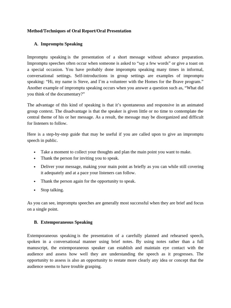 Effective Techniques for Oral Presentations | PDF | Public Speaking ...