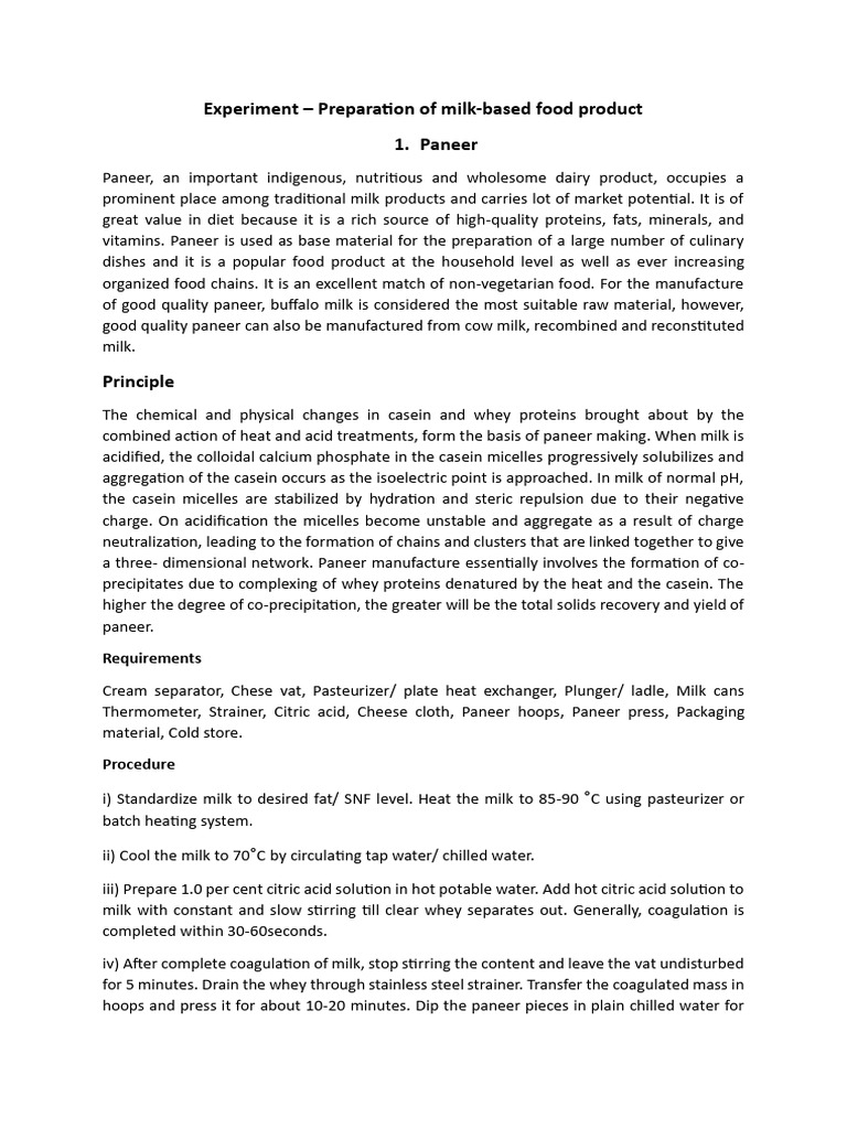 Milk-Based Food Product Preparation Guide | PDF | Milk | Cheese
