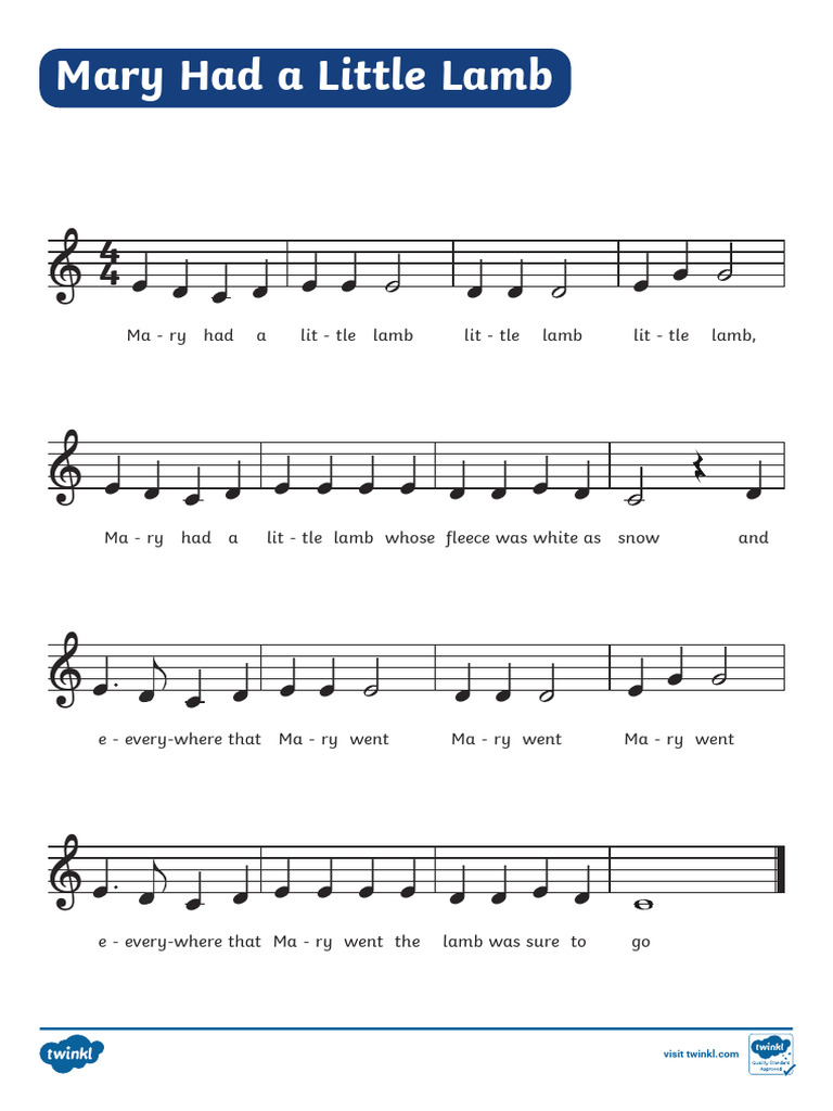 T TP 1671441517 Mary Had A Little Lamb Piano Sheet Music Ver 3 | PDF