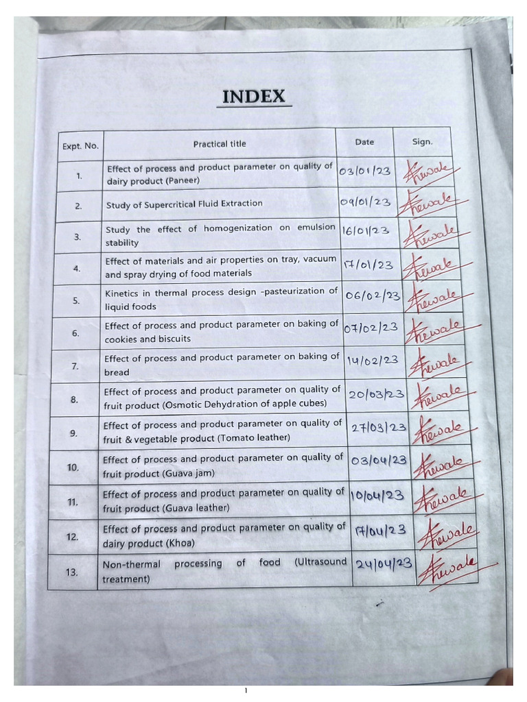 Food Processing Lab Experiments | PDF