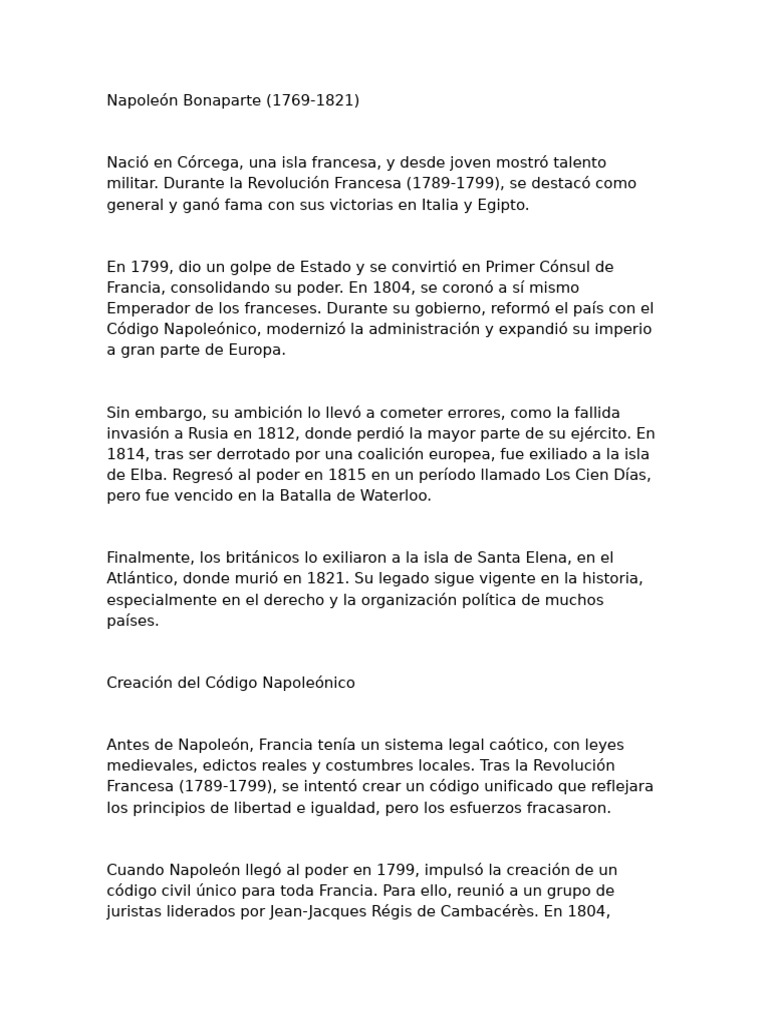 Código Napoleón Resumen | PDF | Napoleón