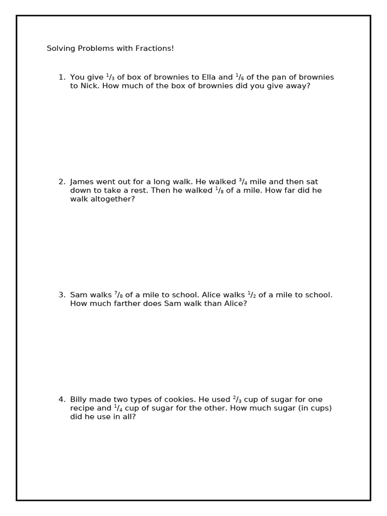 Fraction Problem Solving Exercises | PDF