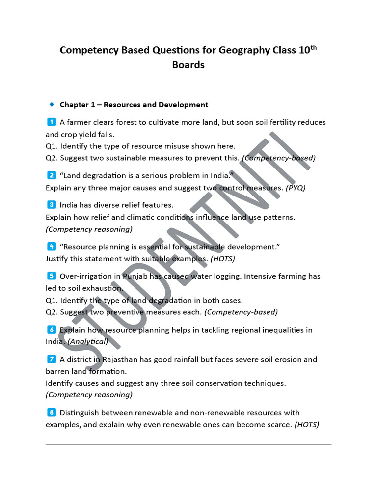 Competency-Based Geography Questions 10th Grade | PDF | Agriculture ...