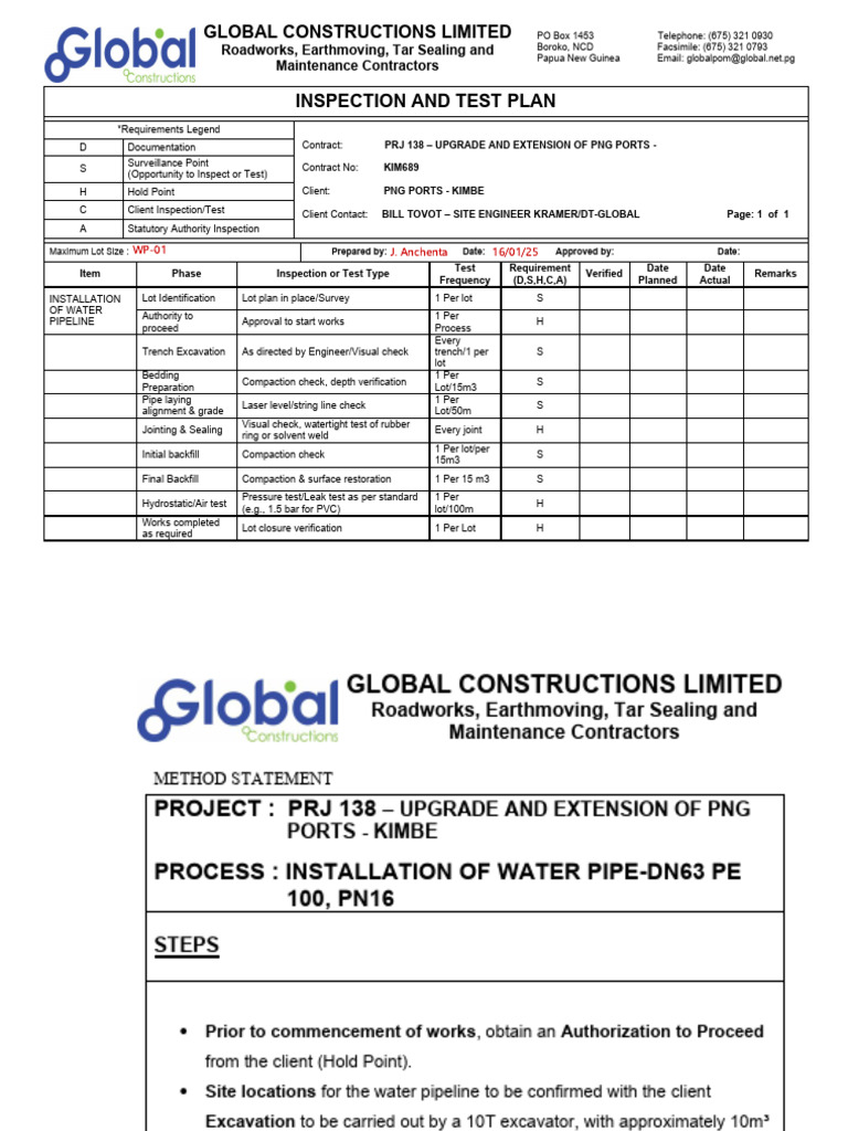 Water Pipeline Installation Plan PNG | PDF | Pipe (Fluid Conveyance ...