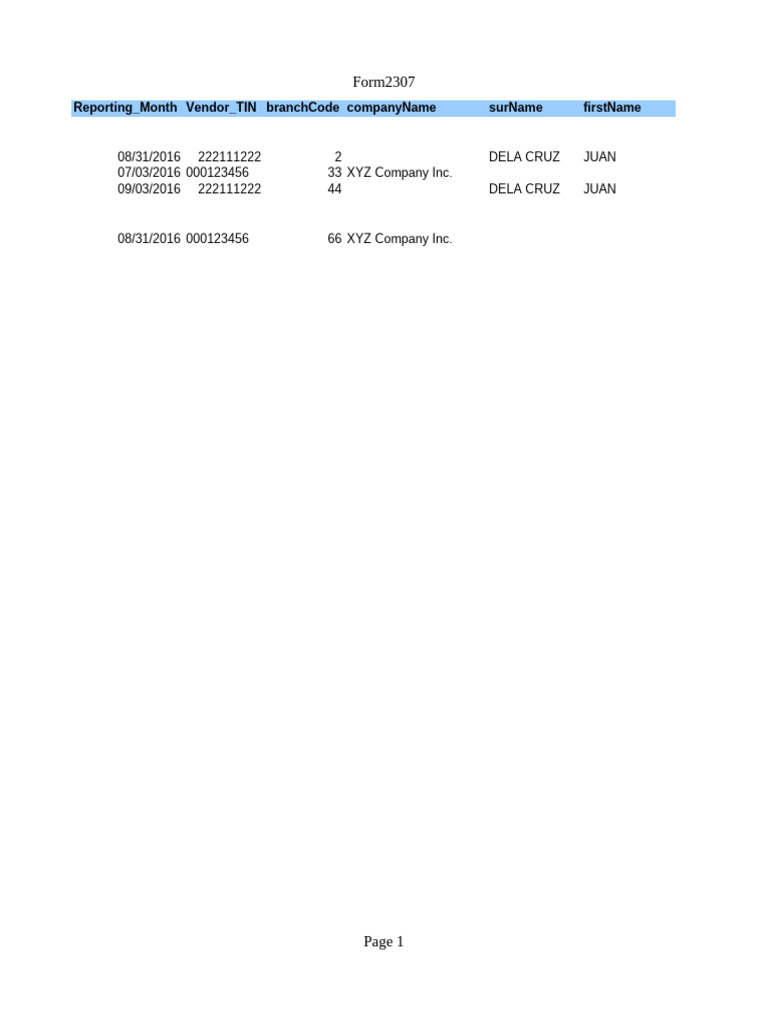 Form 2307 Template v72 | PDF