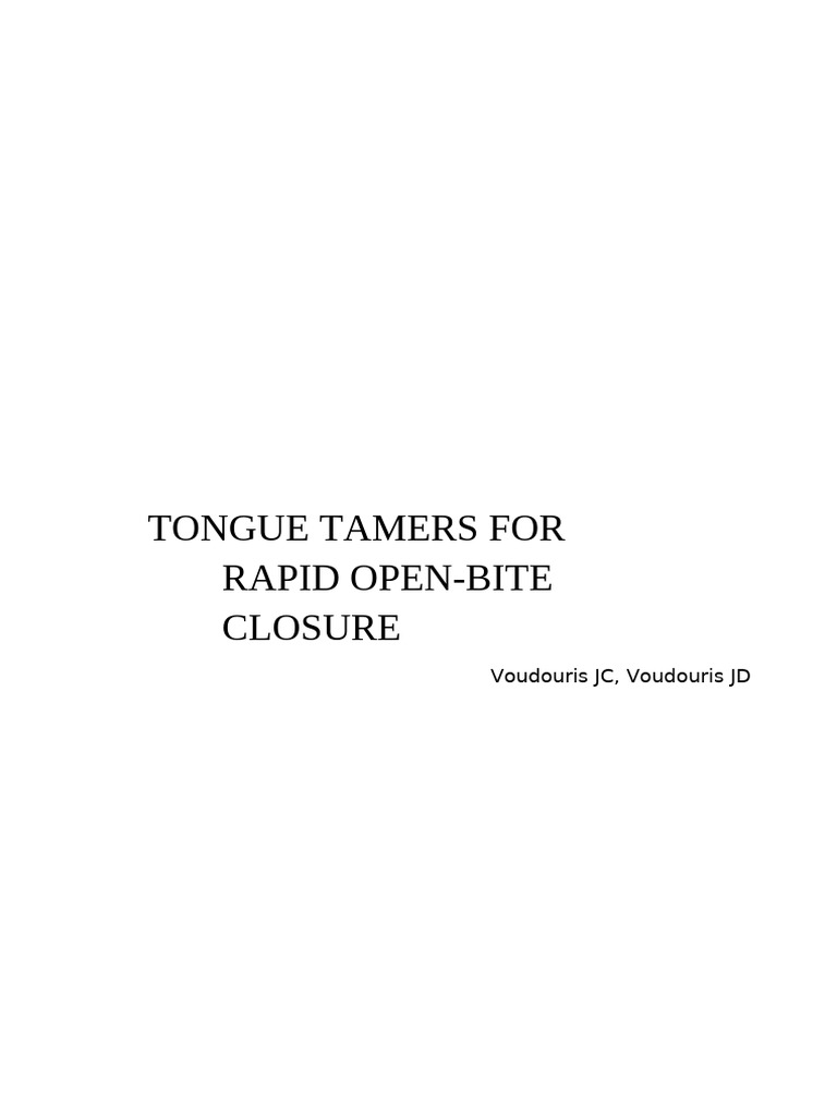 Tongue Tamers for Open Bite Closure | PDF | Dentistry Branches | Mouth