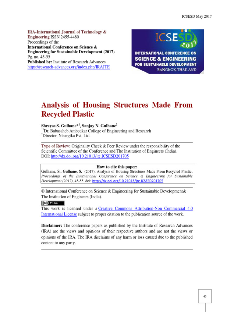 Housing Structures from Recycled Plastic | PDF | Recycling | Plastic