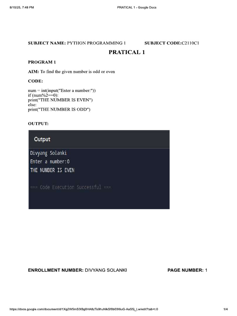 Pratical 1 | PDF