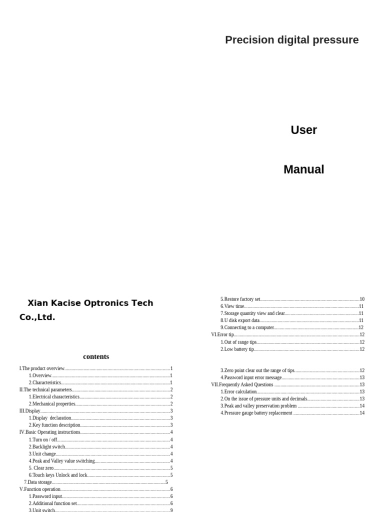 Precision Digital Pressure Gauge Manual | PDF | Accuracy And Precision ...