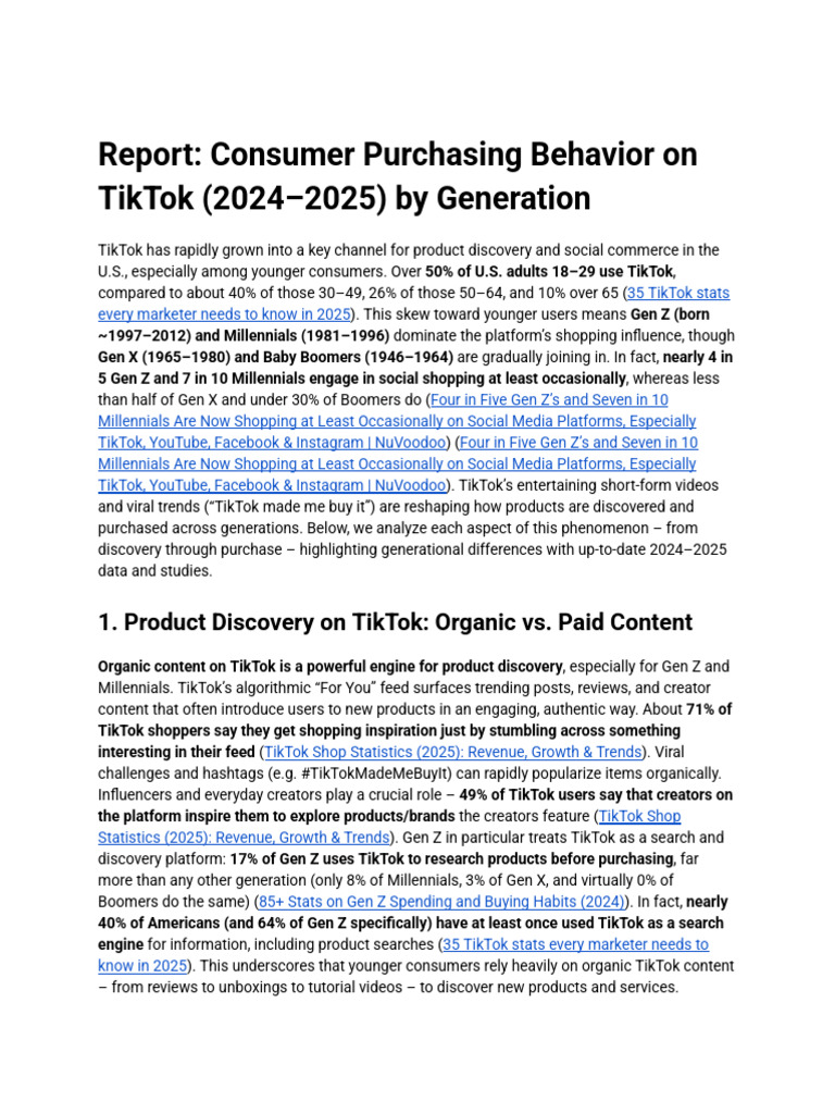 TikTok Consumer Behavior Report 2024-2025 | PDF | Millennials | Social ...