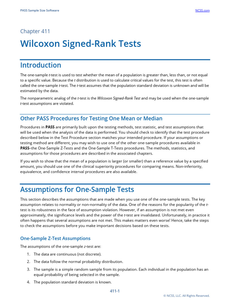 Wilcoxon Signed-Rank Tests | PDF | Student's T Test | P Value