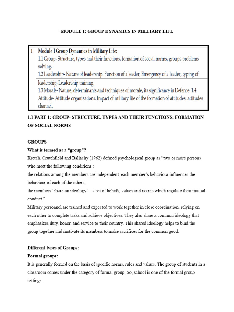 Module 1_ Group Dynamics in Military Life | PDF | Leadership ...