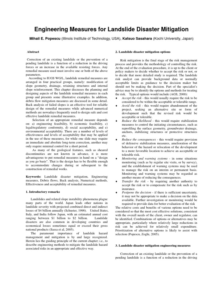 Landslide Mitigation Engineering Strategies | PDF | Landslide | Dam