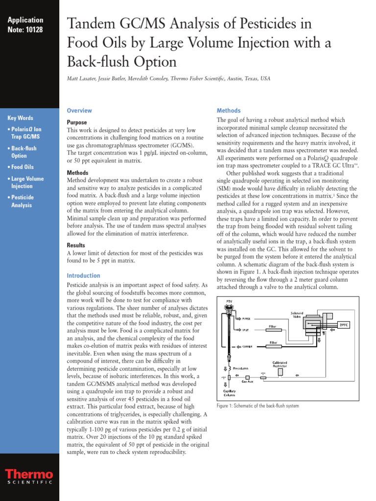 Pesticide Detection in Food Oils via GC/MS | PDF | Gas Chromatography ...