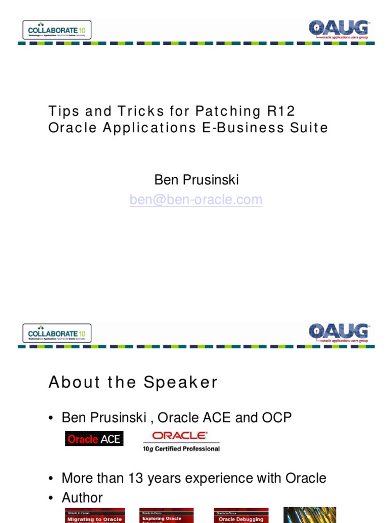 Tips and Tricks For Patching R12 | PDF | Oracle Database | Command Line Interface