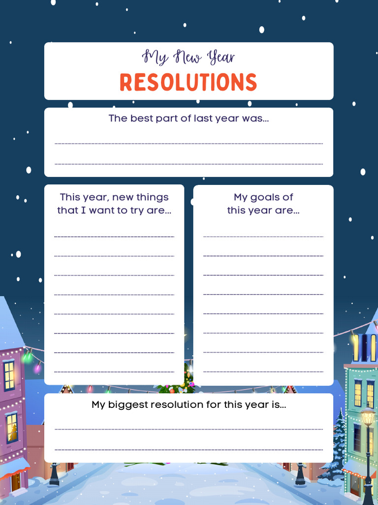 _New Year Resolutions English Writing Worksheet | PDF