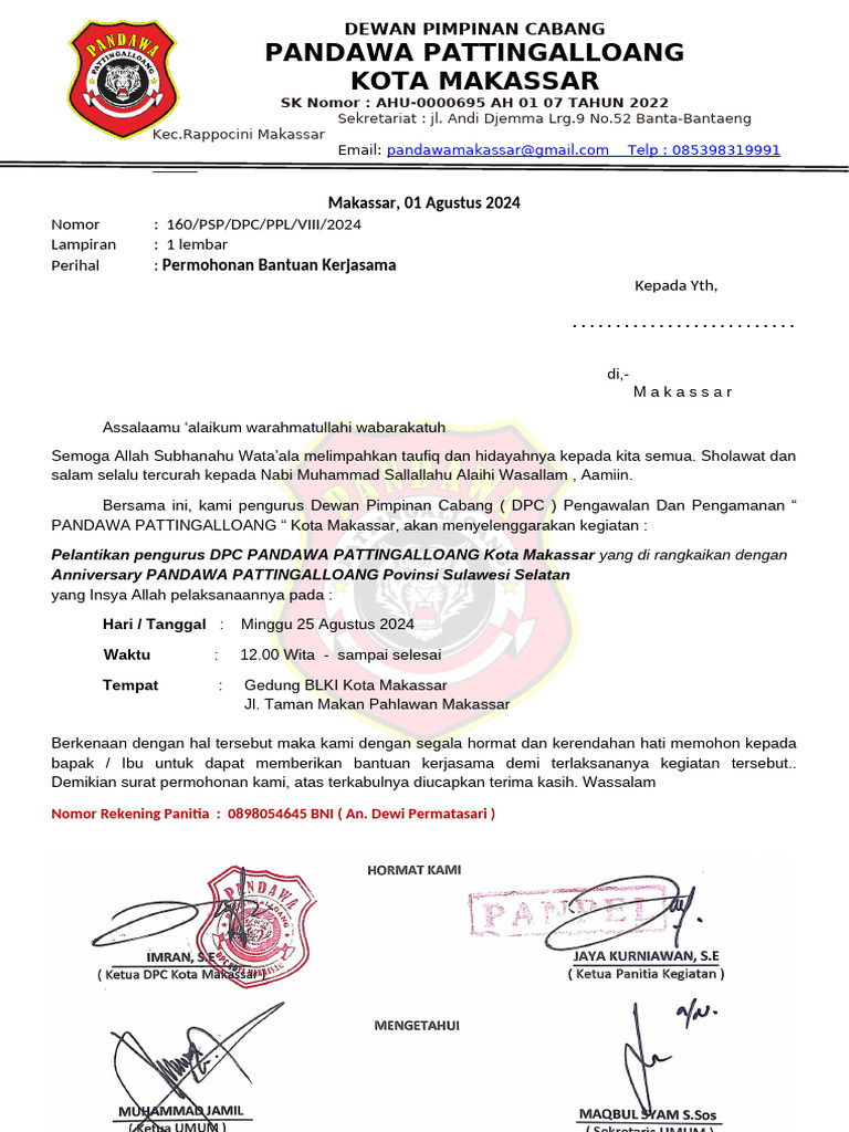 Surat Proposal Dan Tanda Terima Proposal | PDF