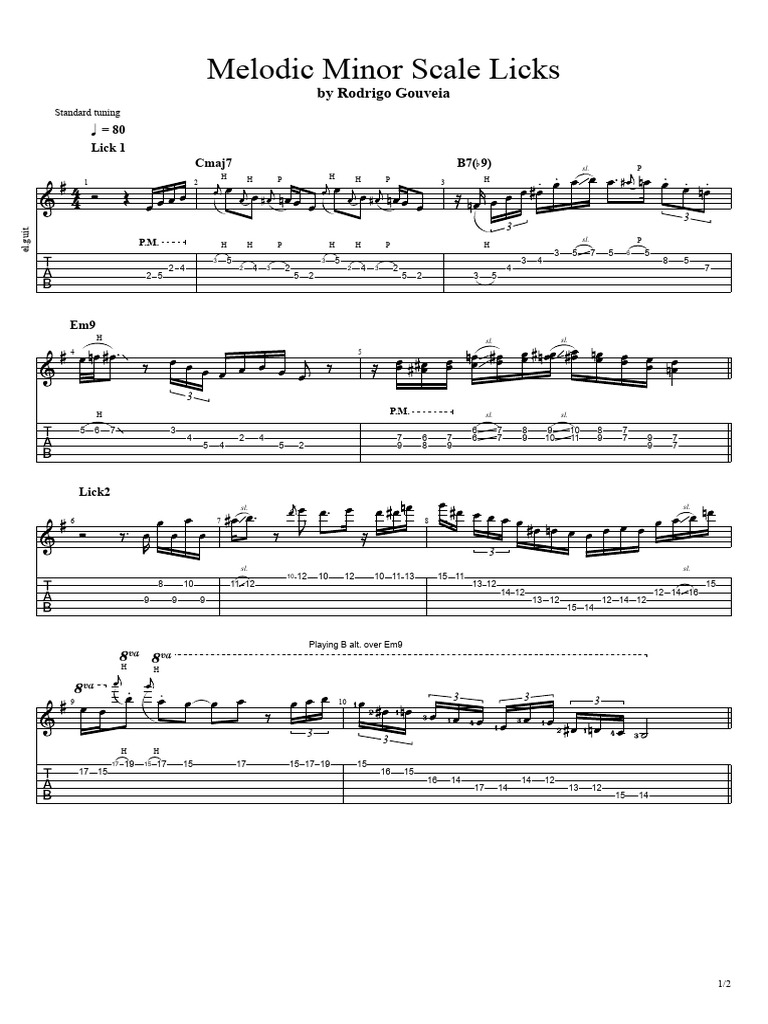 Melodic Minor Scale Licks | PDF | Musical Scales | Melody