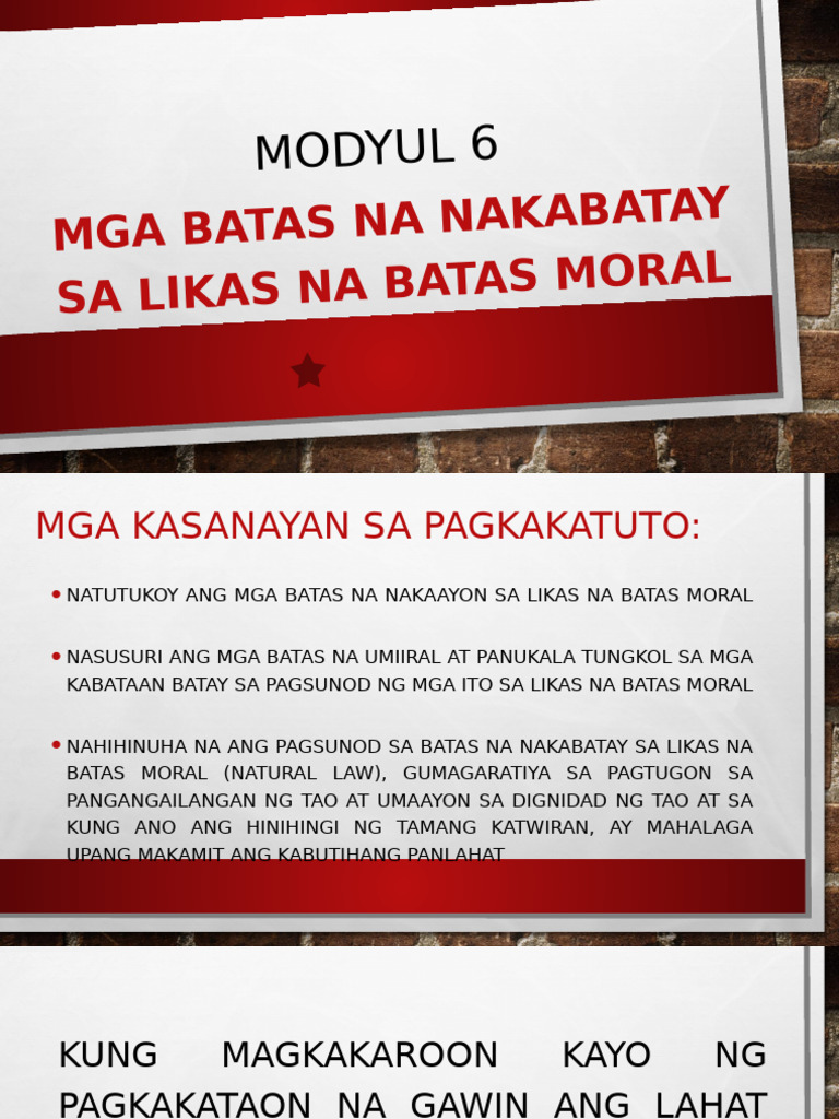 Modyul 6 - Mga Batas Na Nakabatay Sa Likas Na Batas Moral | PDF