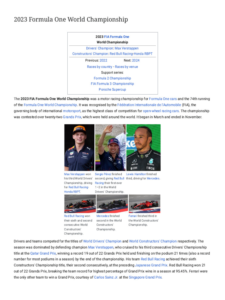 2023 Formula One World Championship | PDF