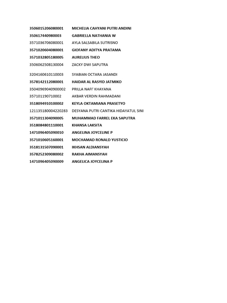 Student Names and IDs List | PDF