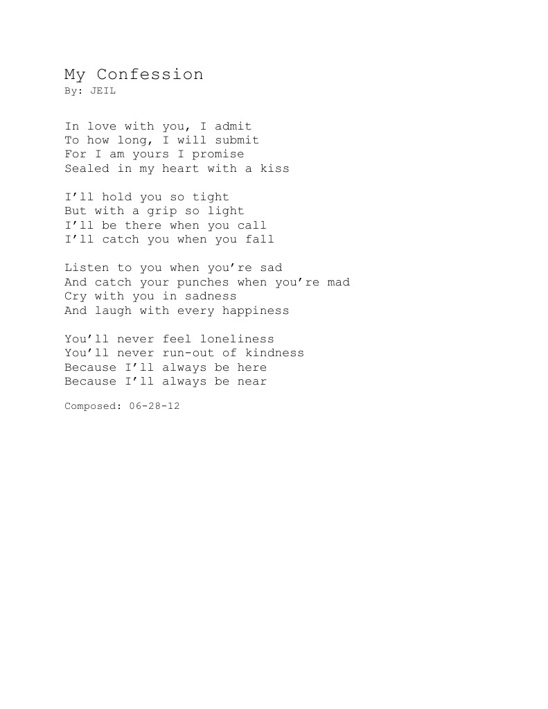 My Heartfelt Confession of Love | PDF | Poetry
