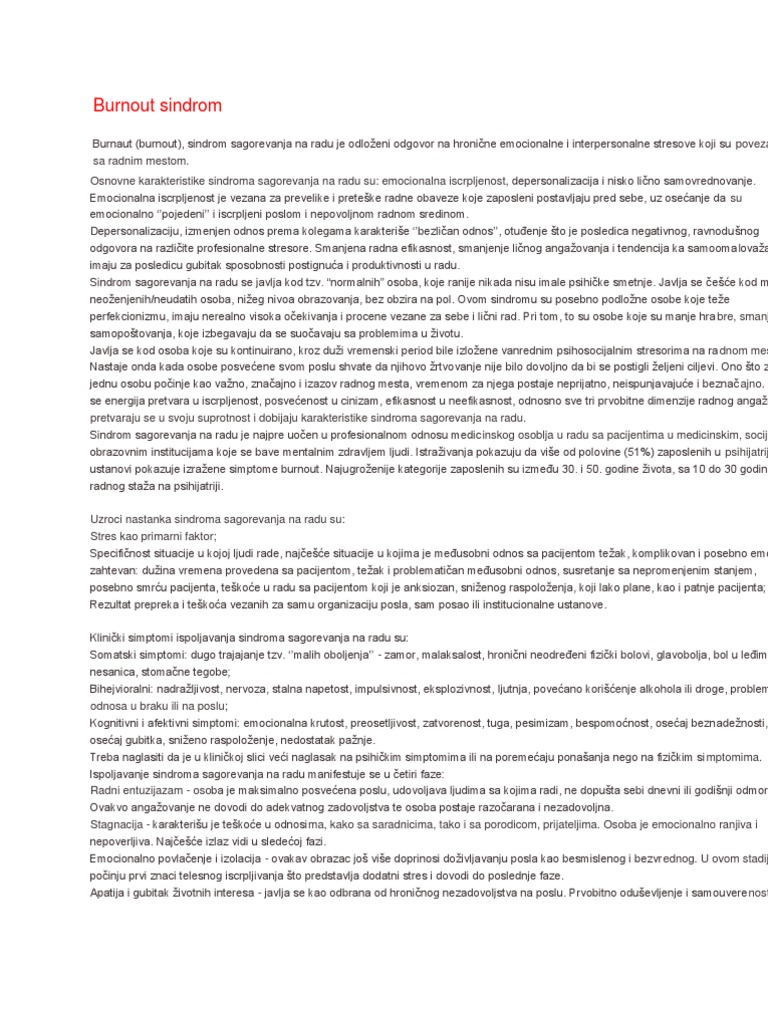 Burnout Sindrom | PDF