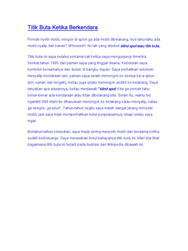 Titik Buta Ketika Berkendara | PDF