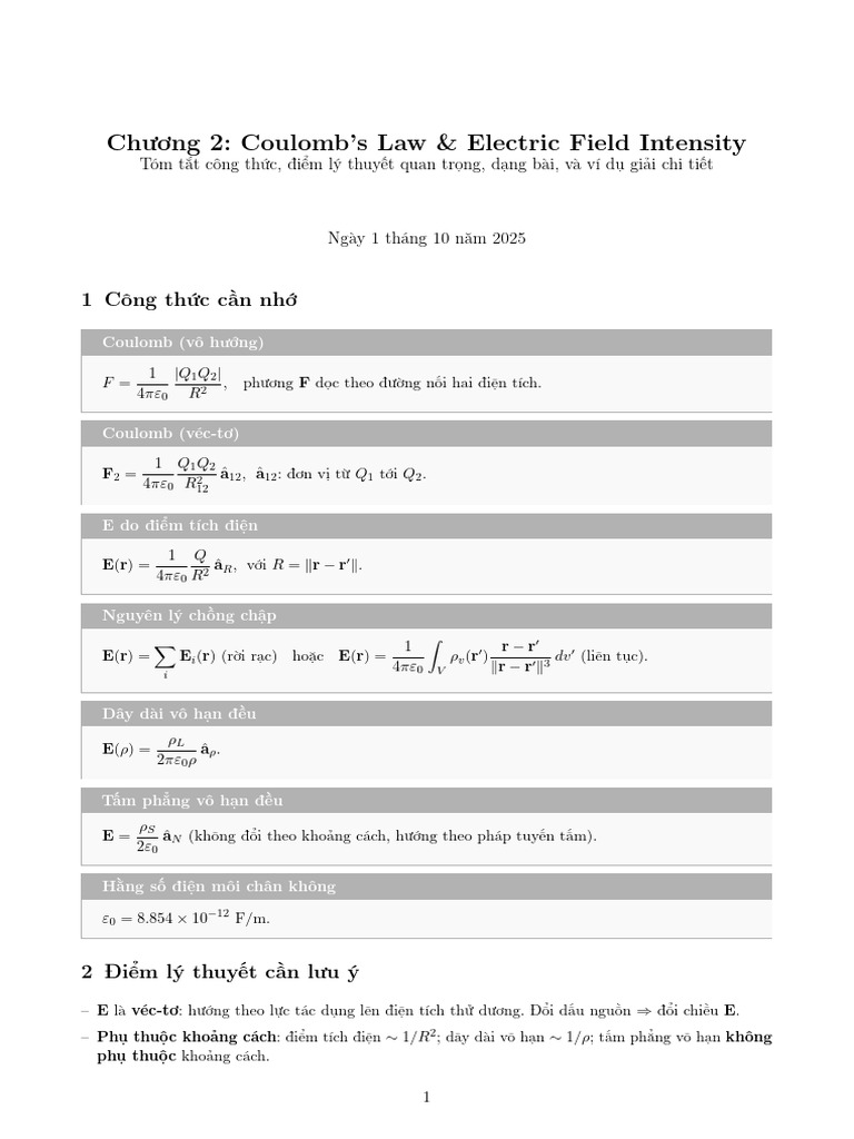 Ch02-Coulombs Law and EFI FULL | PDF