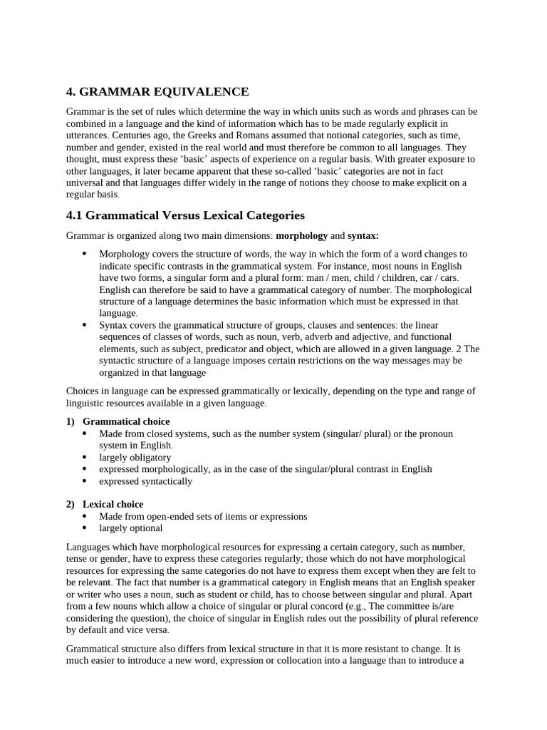 Understanding Grammar Equivalence | PDF | Grammatical Number ...