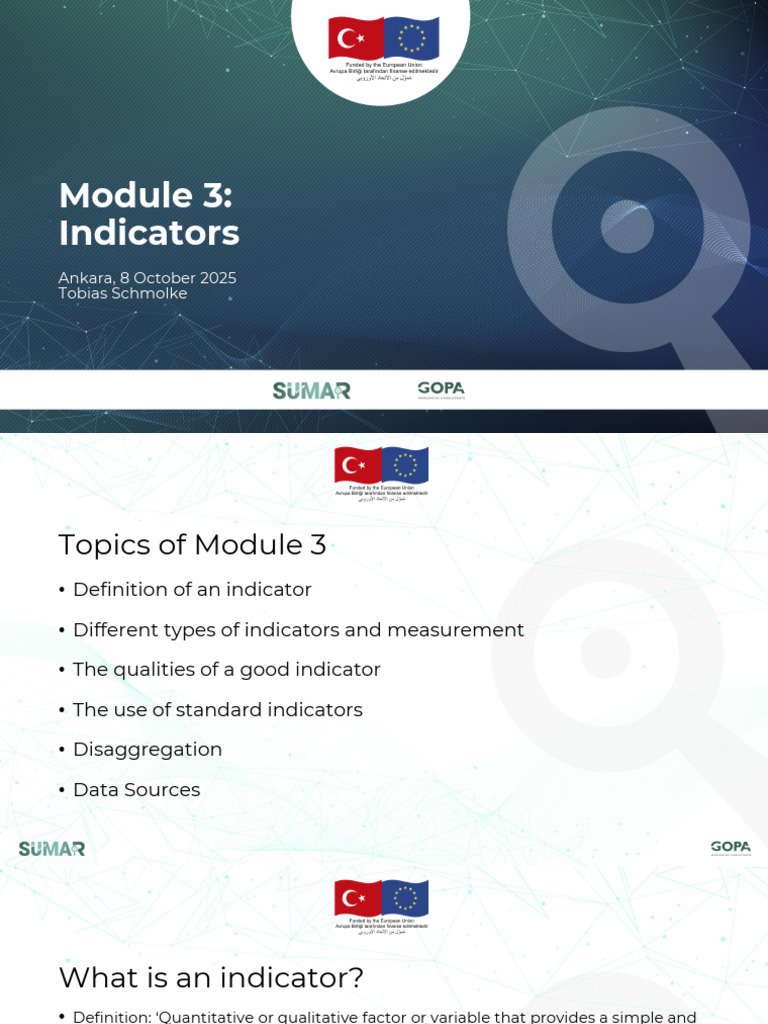 Module 3 - Indicators - SUMAR MEL Training Oct. 25 | PDF | Quantitative ...