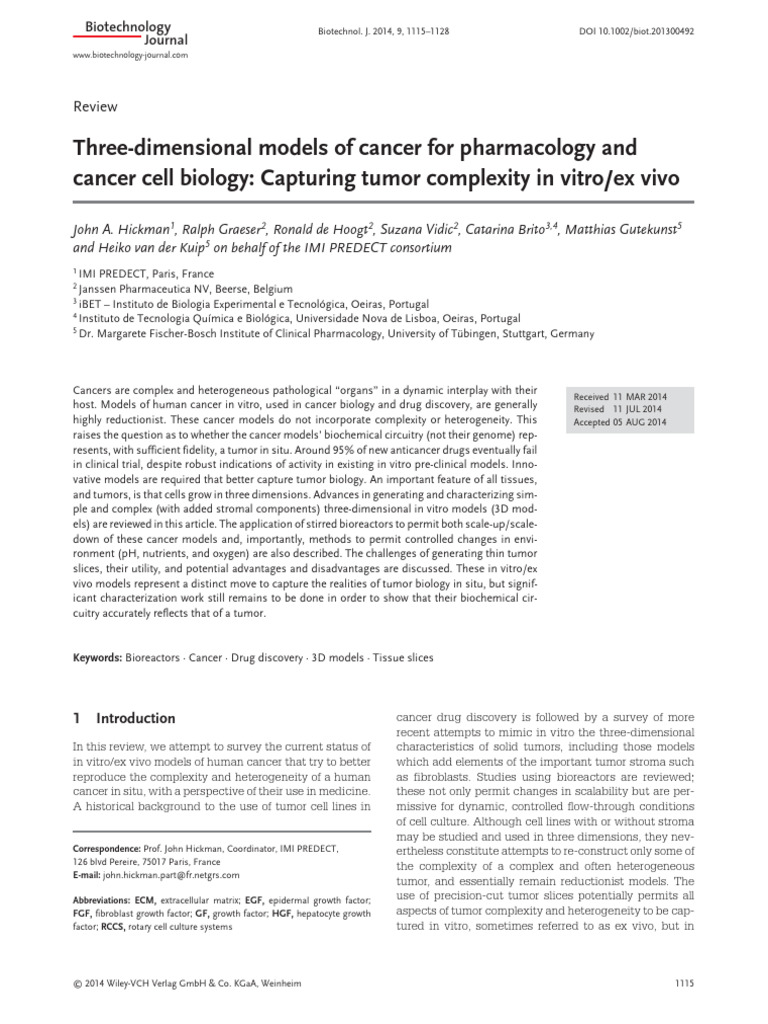 3 D Model For Cancer Pharmacology | PDF | Cell Culture | Extracellular ...
