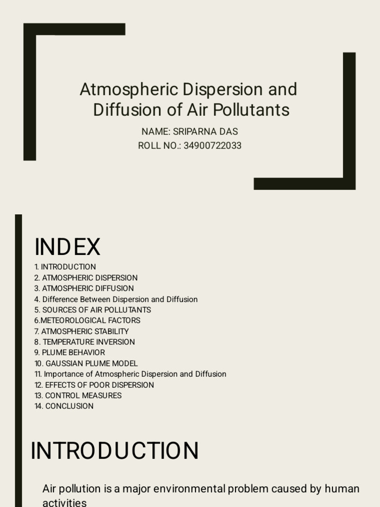 Air Pollutant Dispersion and Diffusion | PDF | Atmosphere Of Earth ...