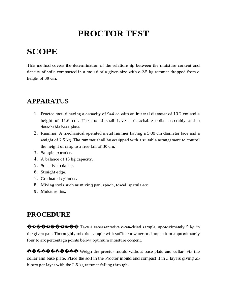 Proctor Test | PDF | Density | Soil