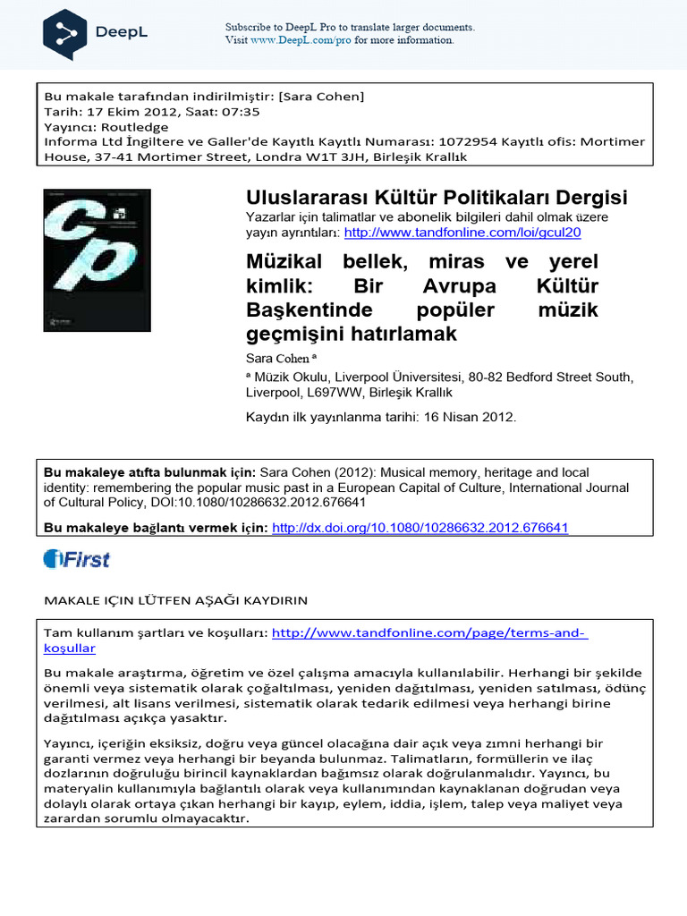 Musical Memory Heritage and Local Identi Tr | PDF