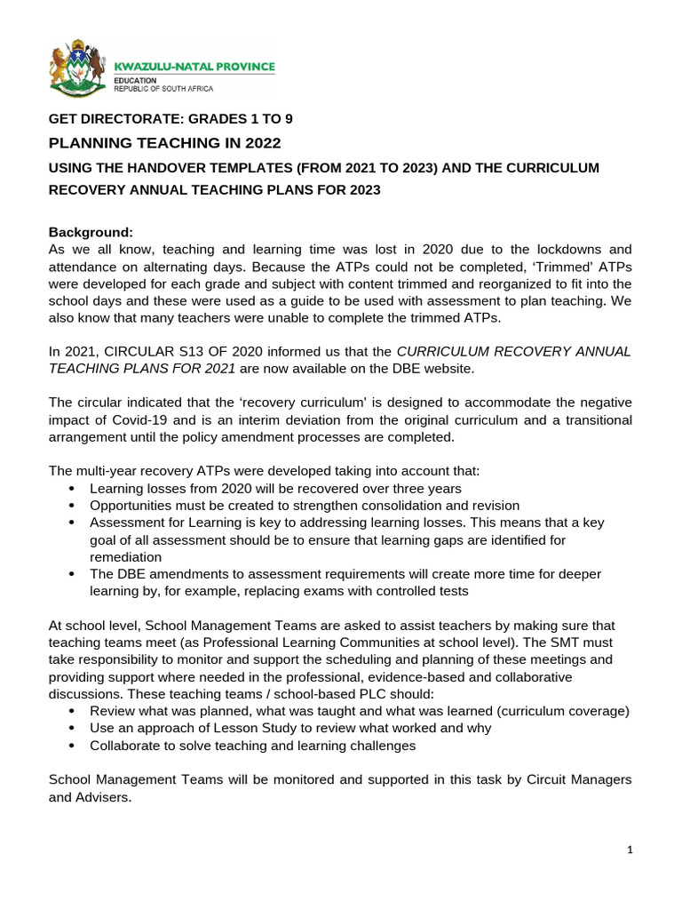 2023 Curriculum Recovery Teaching Plans | PDF | Shape | Length