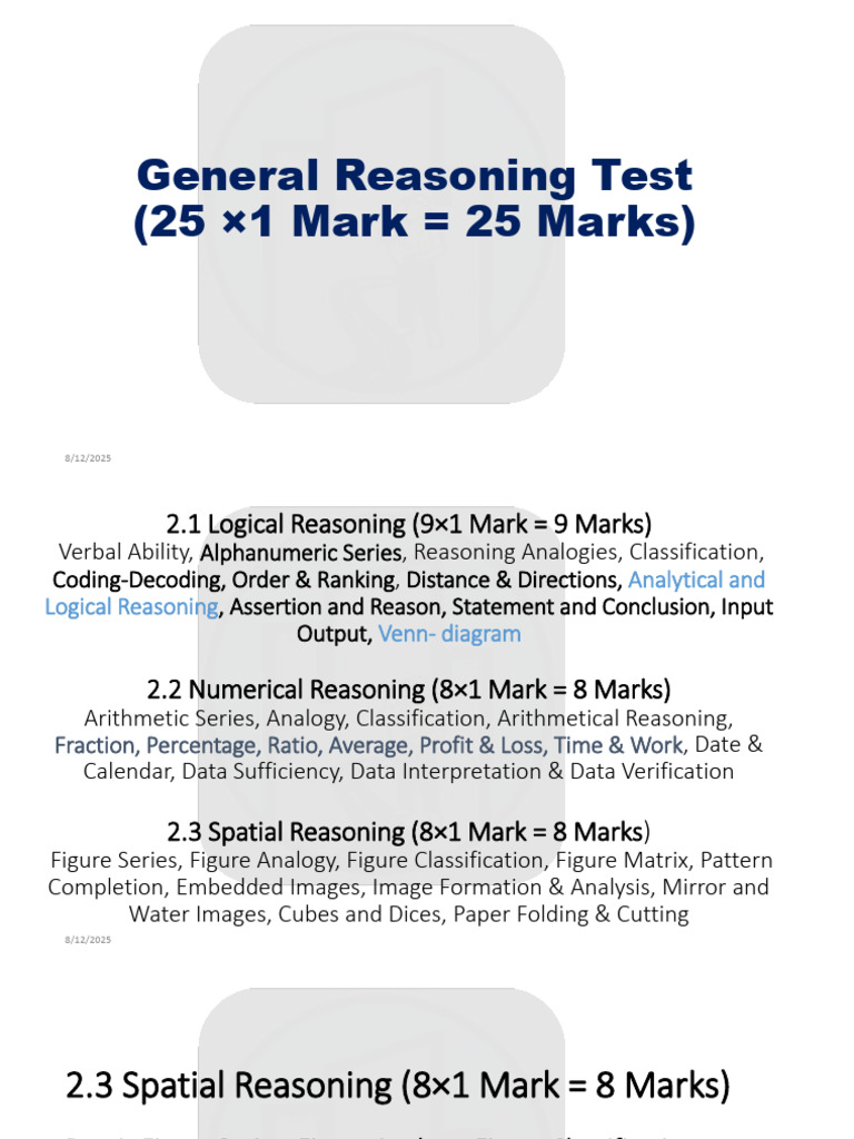 General Reasoning Test Overview | PDF | Reason | Analogy