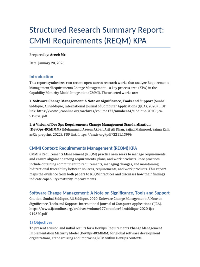 CMMI REQM KPA: DevOps Change Management | PDF | Business