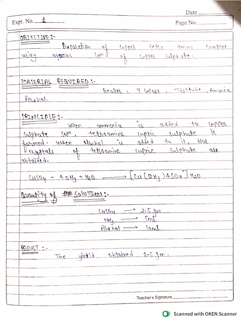 Chemistry Practical File Work (English) | PDF