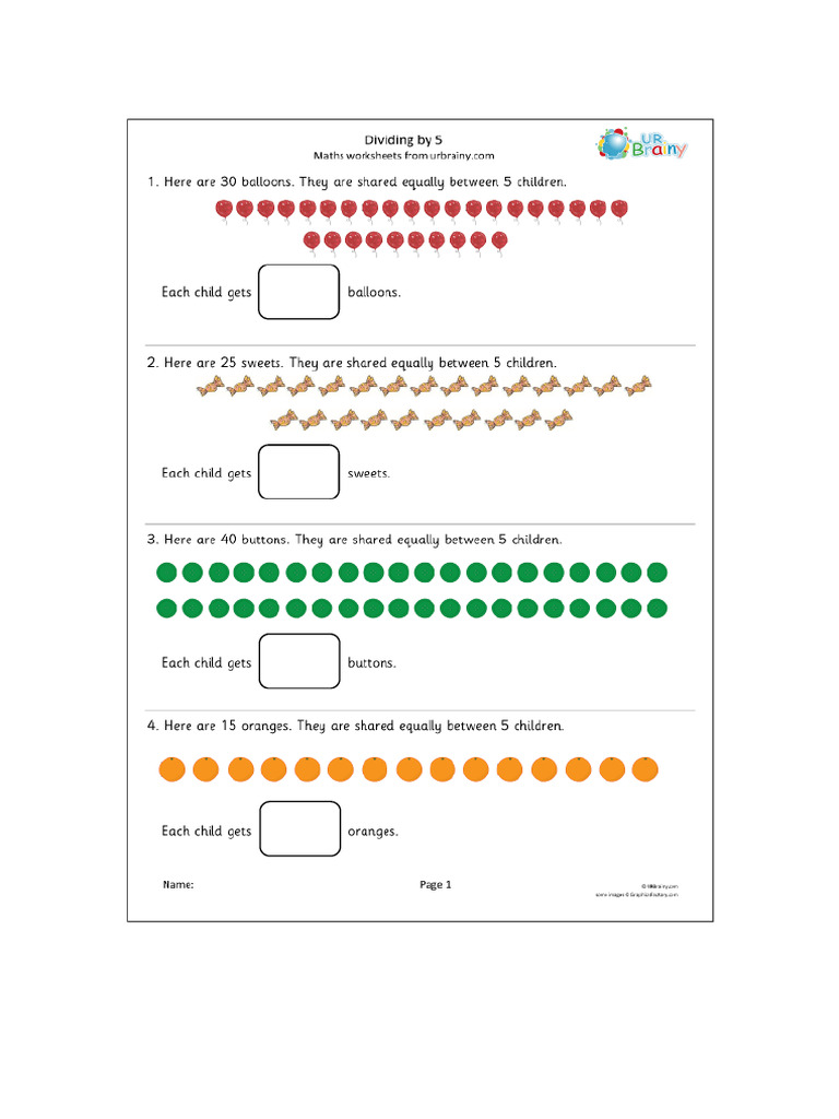 Class 2 Maths Sharing Ws | PDF