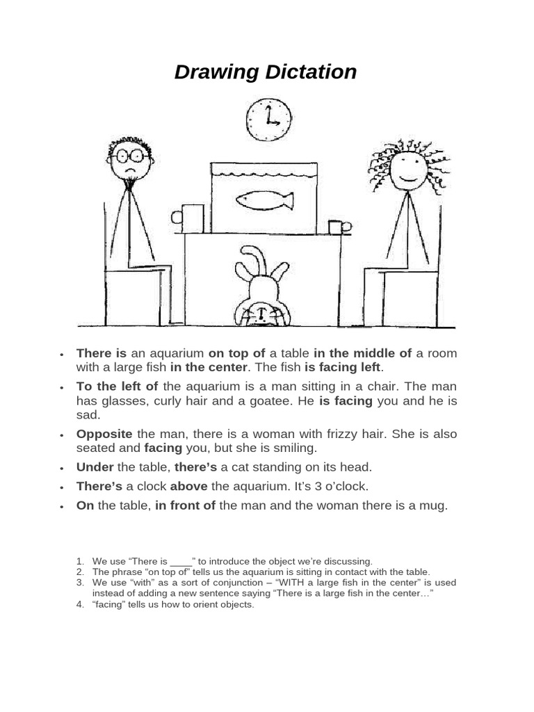 Drawing Dictation Prepositions | PDF
