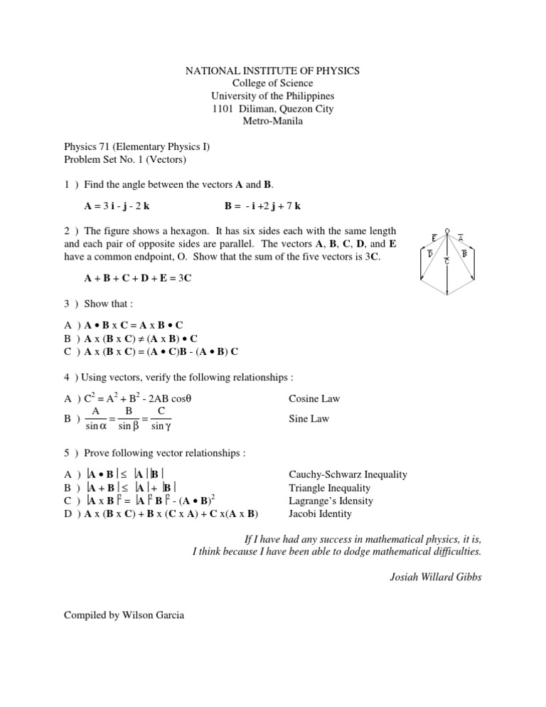 Physics 71 Problem Set 1 | PDF
