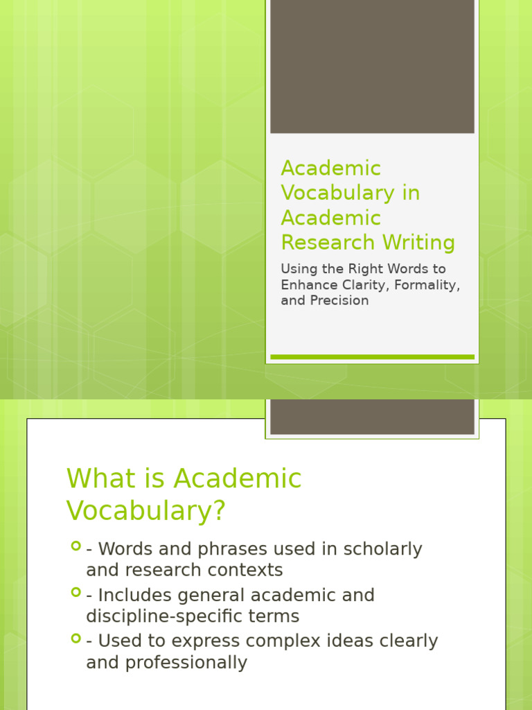 Academic Vocabulary Presentation | PDF