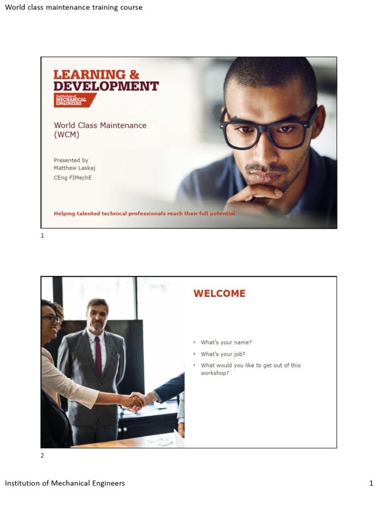 World Class Maintenance Training Course | PDF | Reliability Engineering ...
