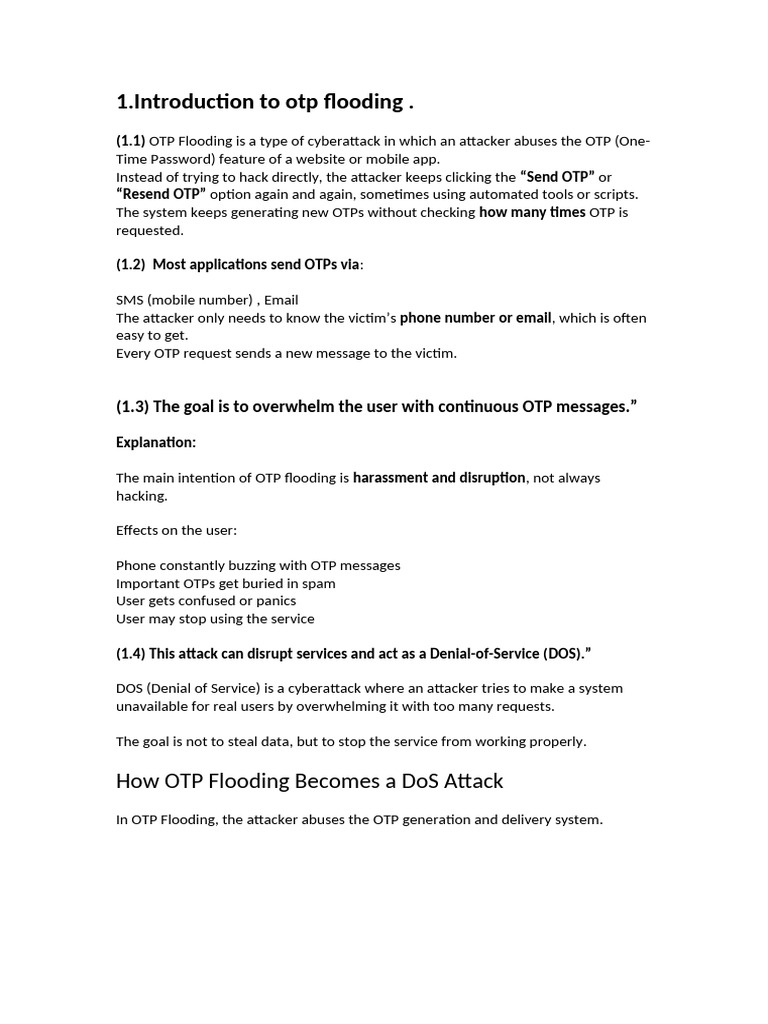 Understanding OTP Flooding Attacks | PDF | Denial Of Service Attack ...