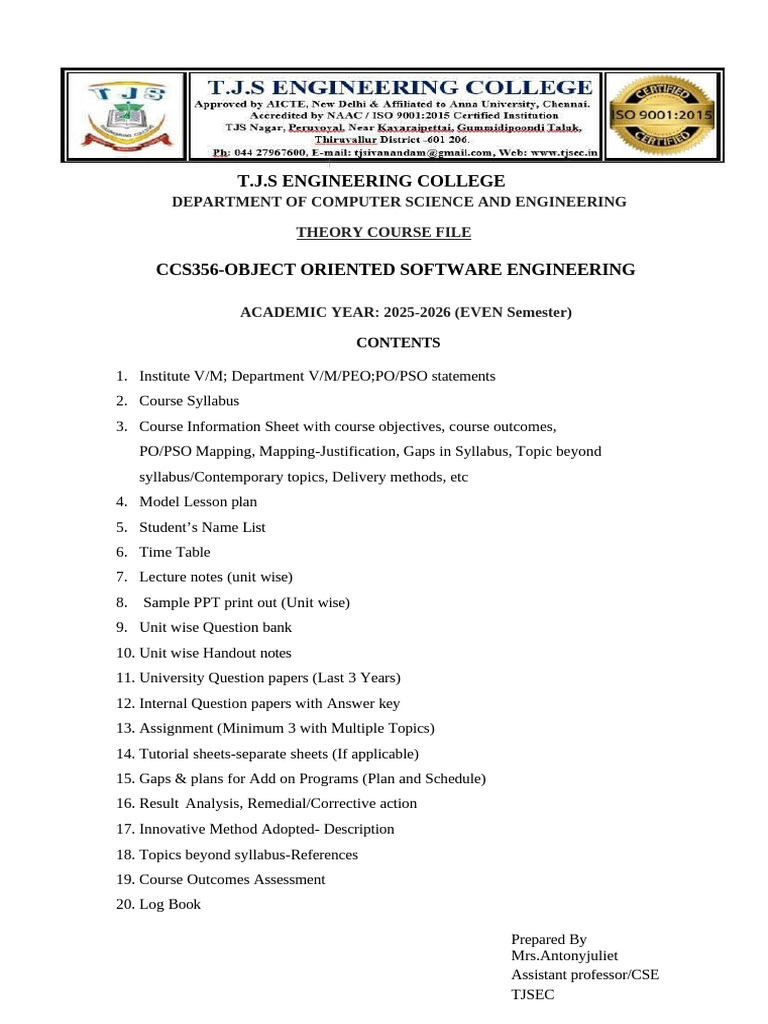 Oose Course File | PDF | Software Development Process | Engineering